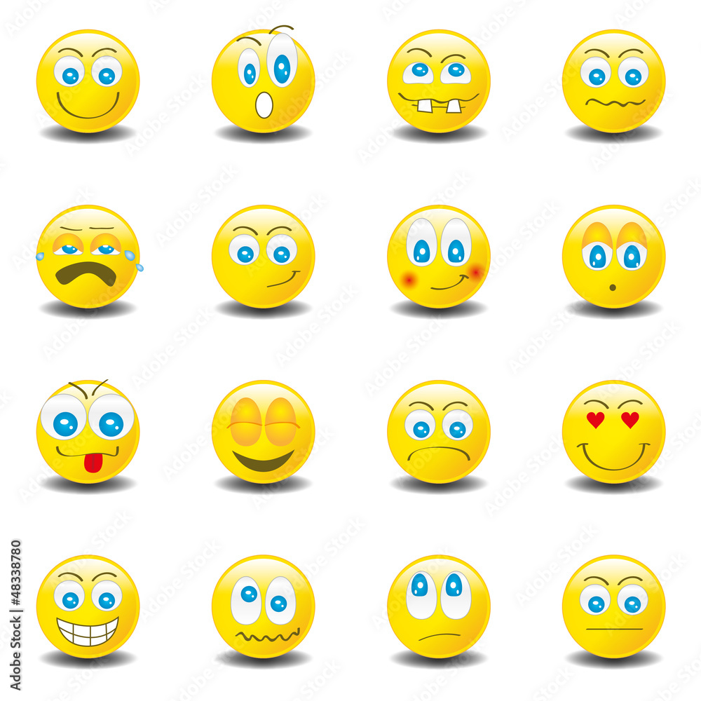 Smilies Smiley Emoticon faces icon set 1 Stock Vector | Adobe Stock