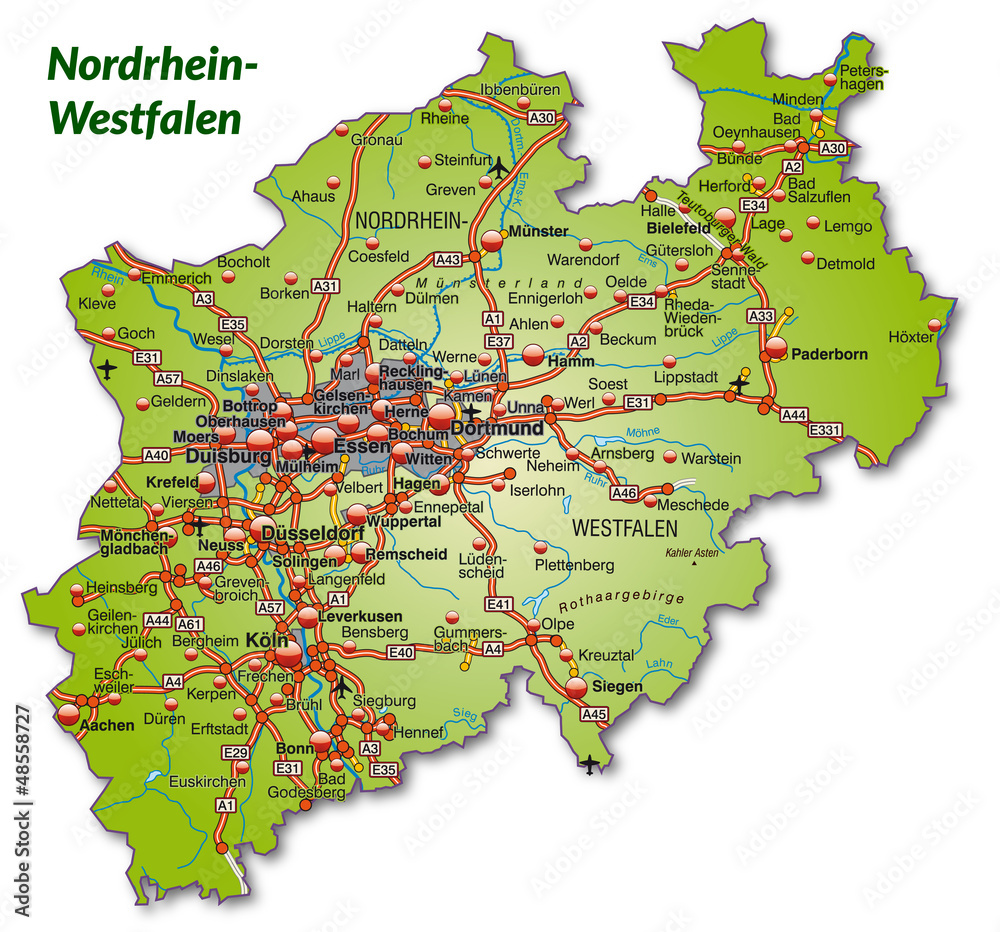 Karte Von Nordrhein Westfalen