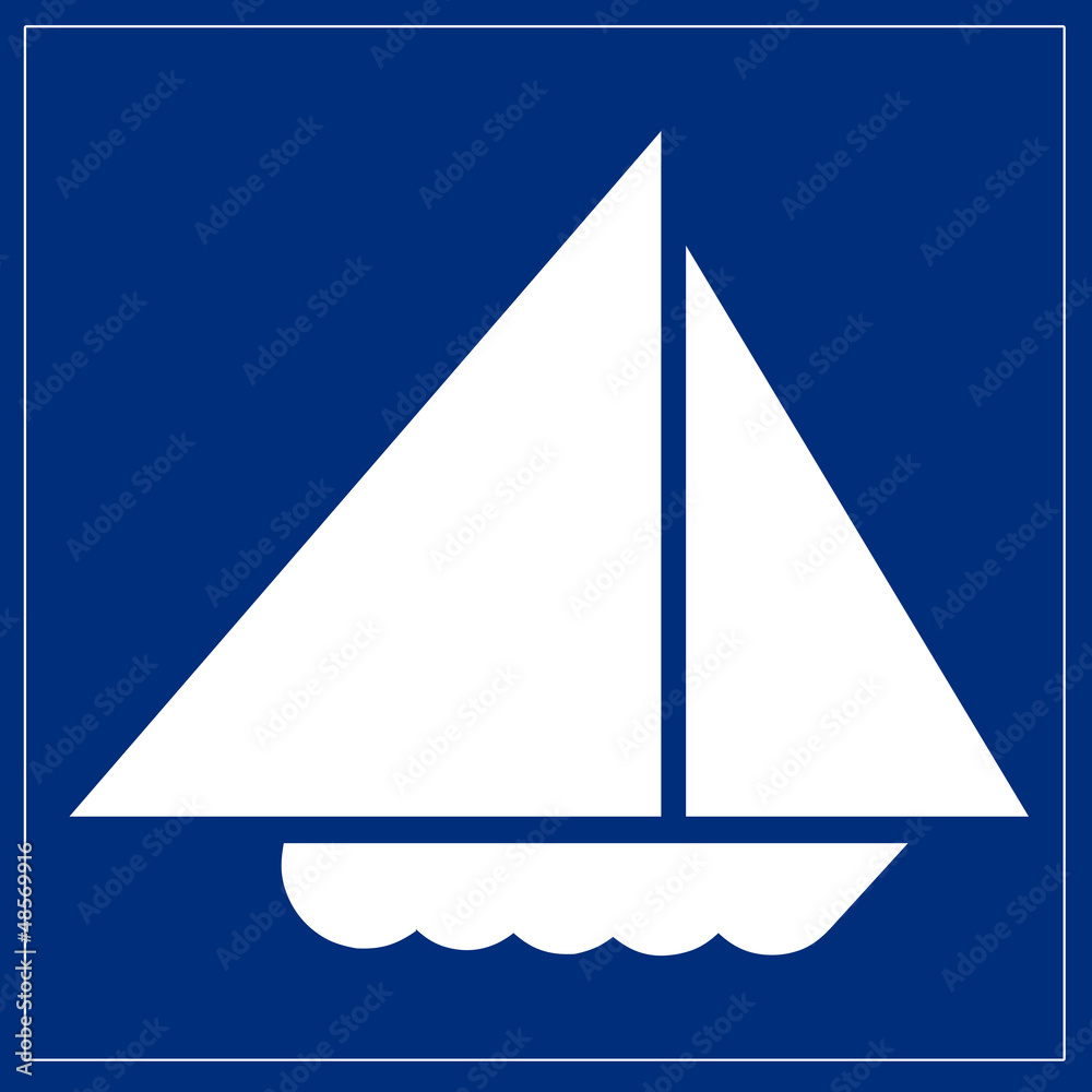 Schild blau - Segelboot Stock Illustration | Adobe Stock