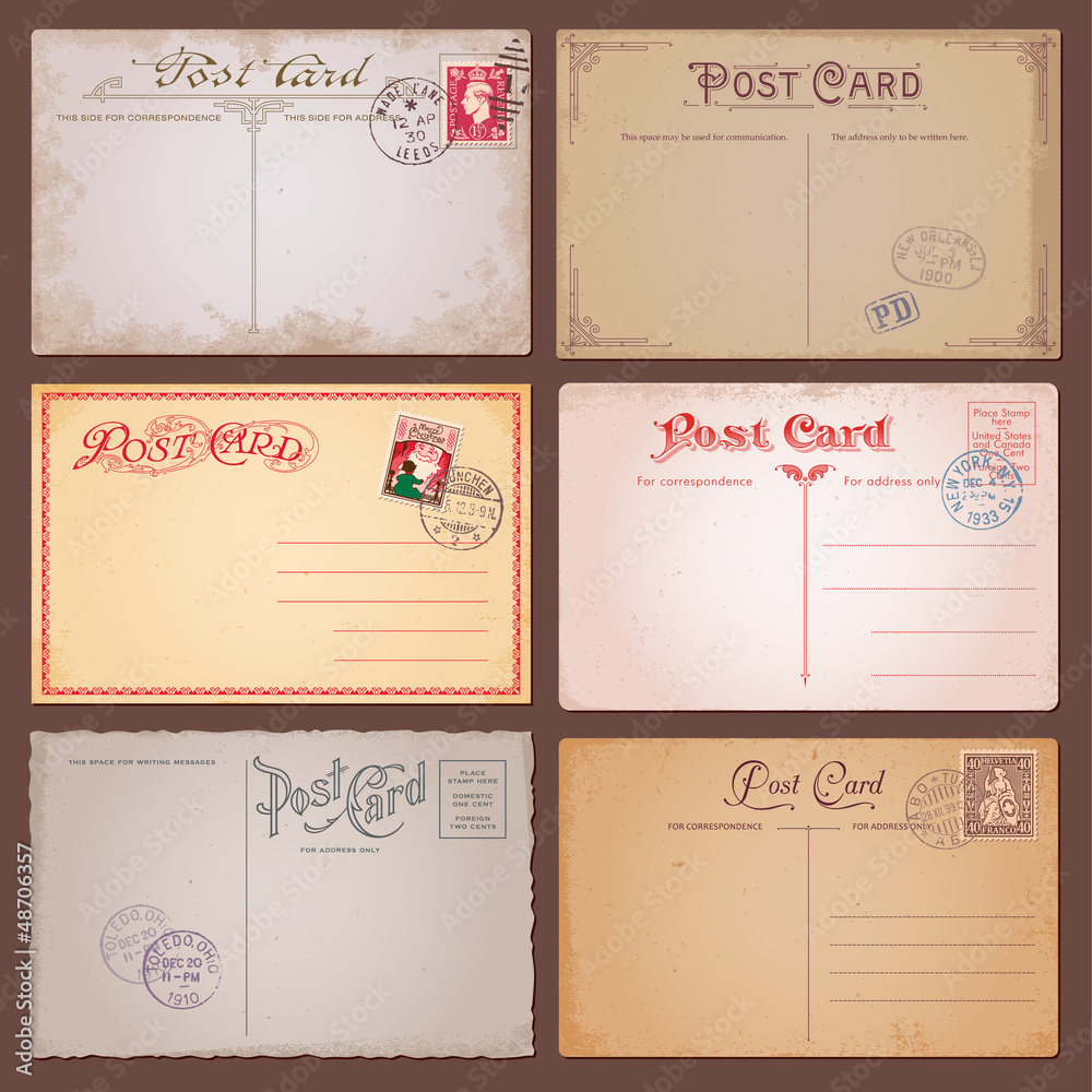 Vector Vintage Postcards Stock Vector | Adobe Stock