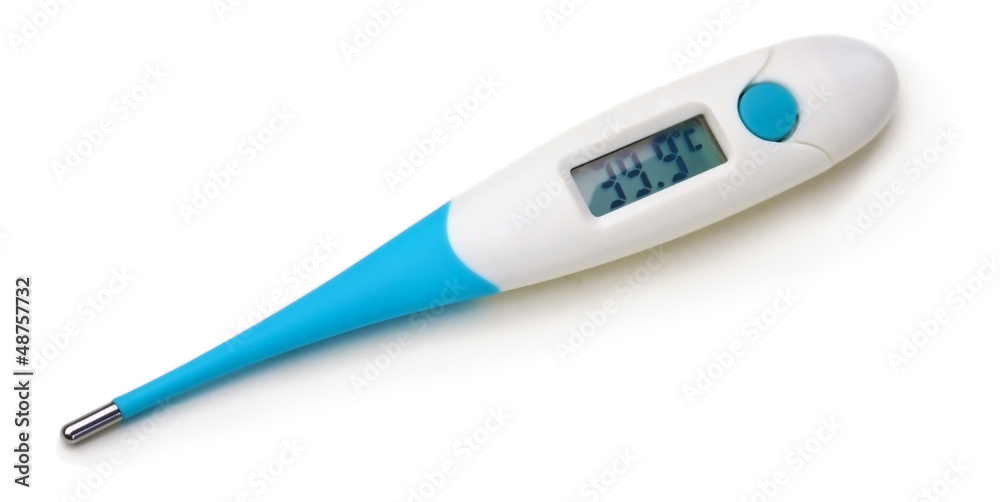 Thermometer displaying 39,9° grades C (Celsius). Stock Photo | Adobe Stock