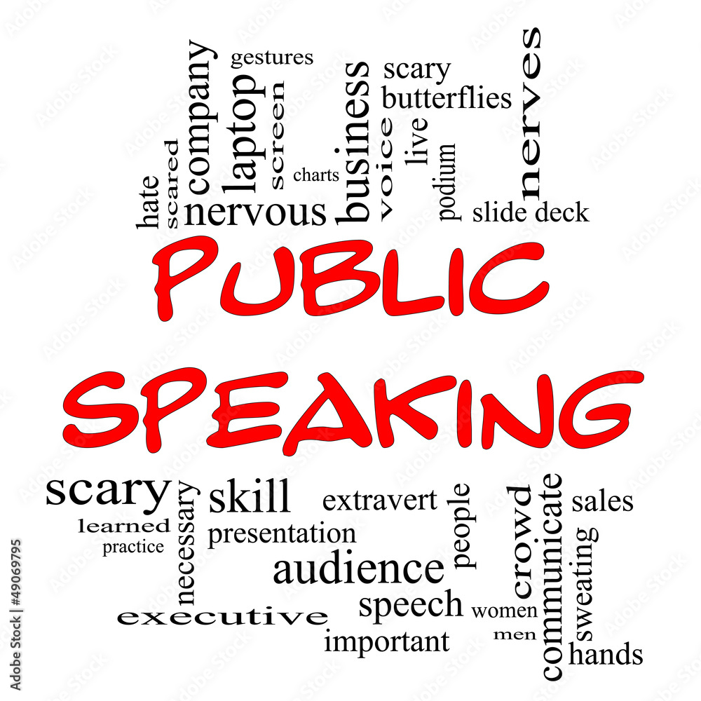 Public Speaking Word Cloud Concept in Red Caps Stock Illustration ...