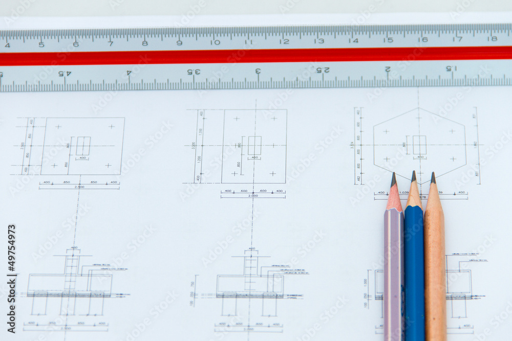 Drawing of detail structure foundation Stock Photo | Adobe Stock