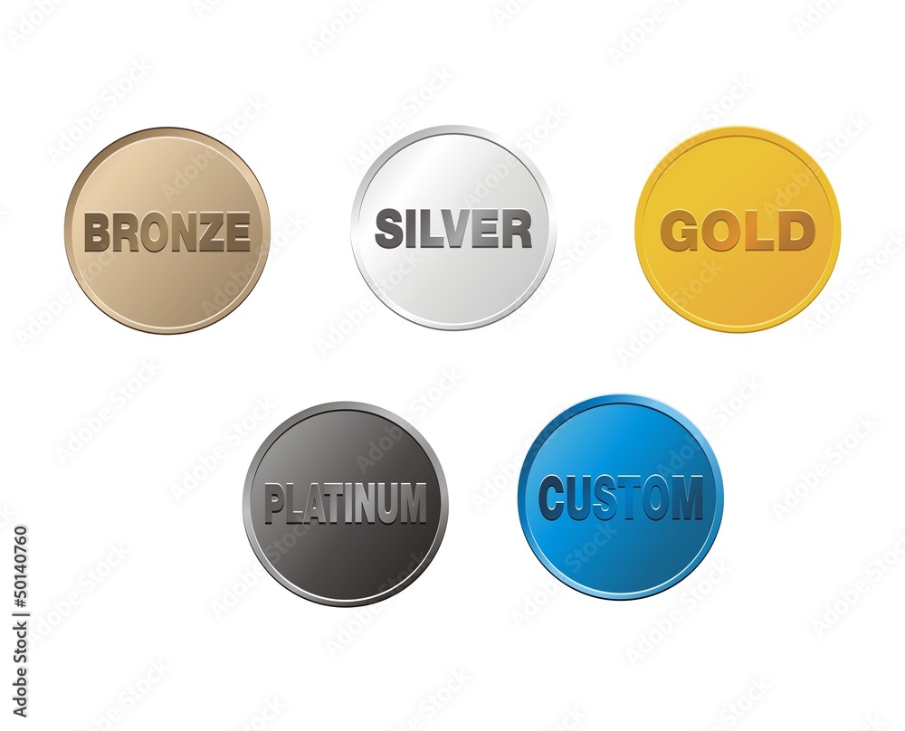 bronze, silver, gold, platinum, custom coins Stock Vector | Adobe Stock