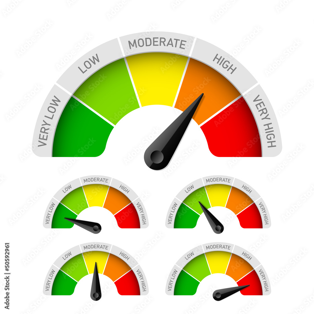 Low, moderate, high - rating meter Stock Vector | Adobe Stock