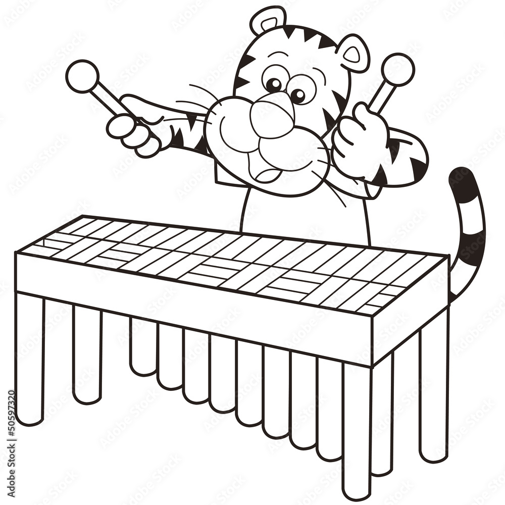 Cartoon Tiger Playing a Vibraphone Stock Vector | Adobe Stock