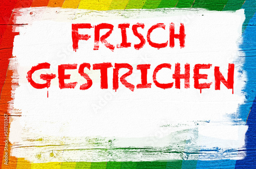 Frisch gestrichen, Hinweisschild, Lackierarbeiten – Stock-Illustration ...