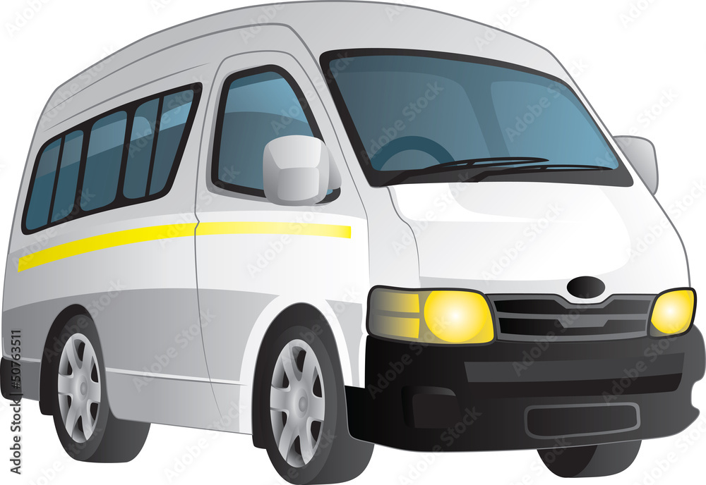 Vector cartoon of a white minibus taxi Stock Vector | Adobe Stock