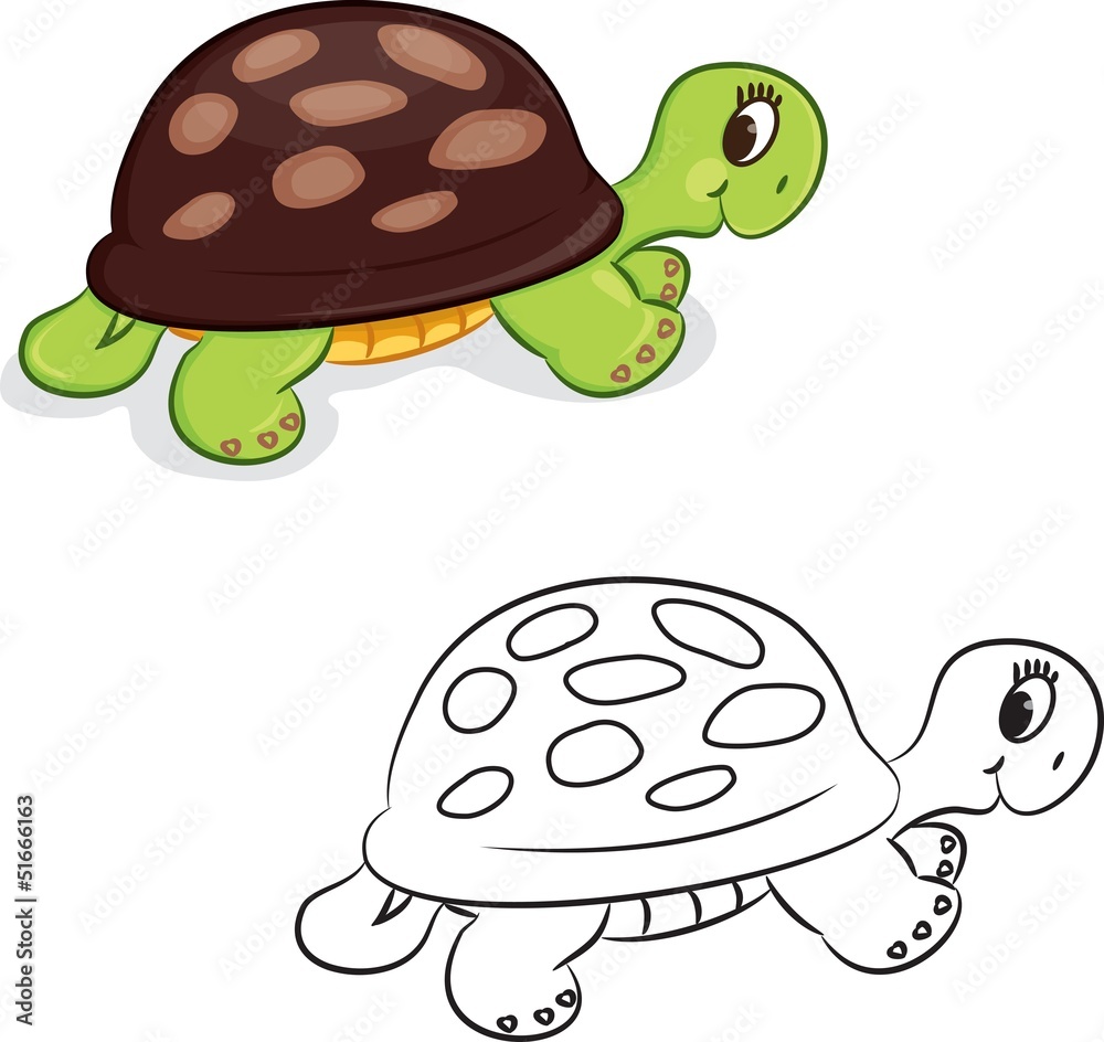 Cartoon turtle. Coloring book. Vector illustration Stock Vector | Adobe ...