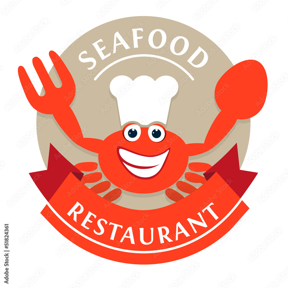 Logo Seafood Restaurant Red Crab Stock Vector | Adobe Stock