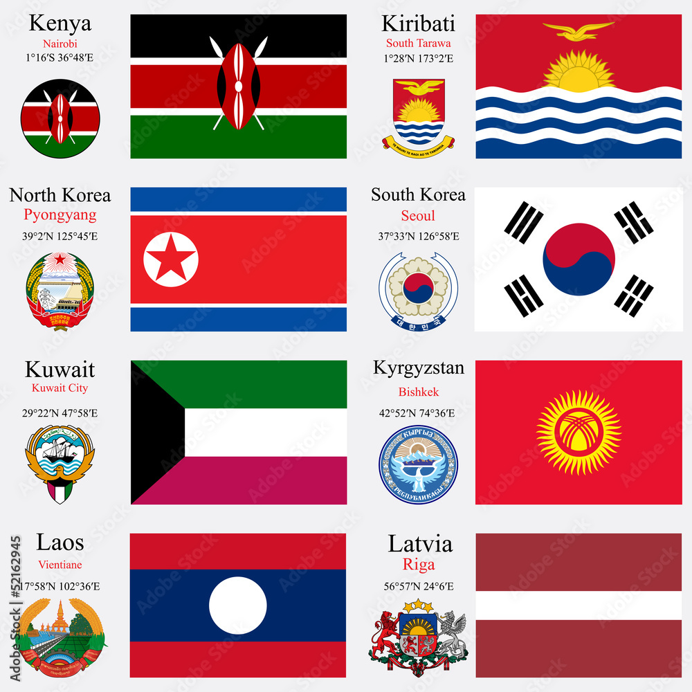 world flags and capitals set 12 Stock Vector | Adobe Stock