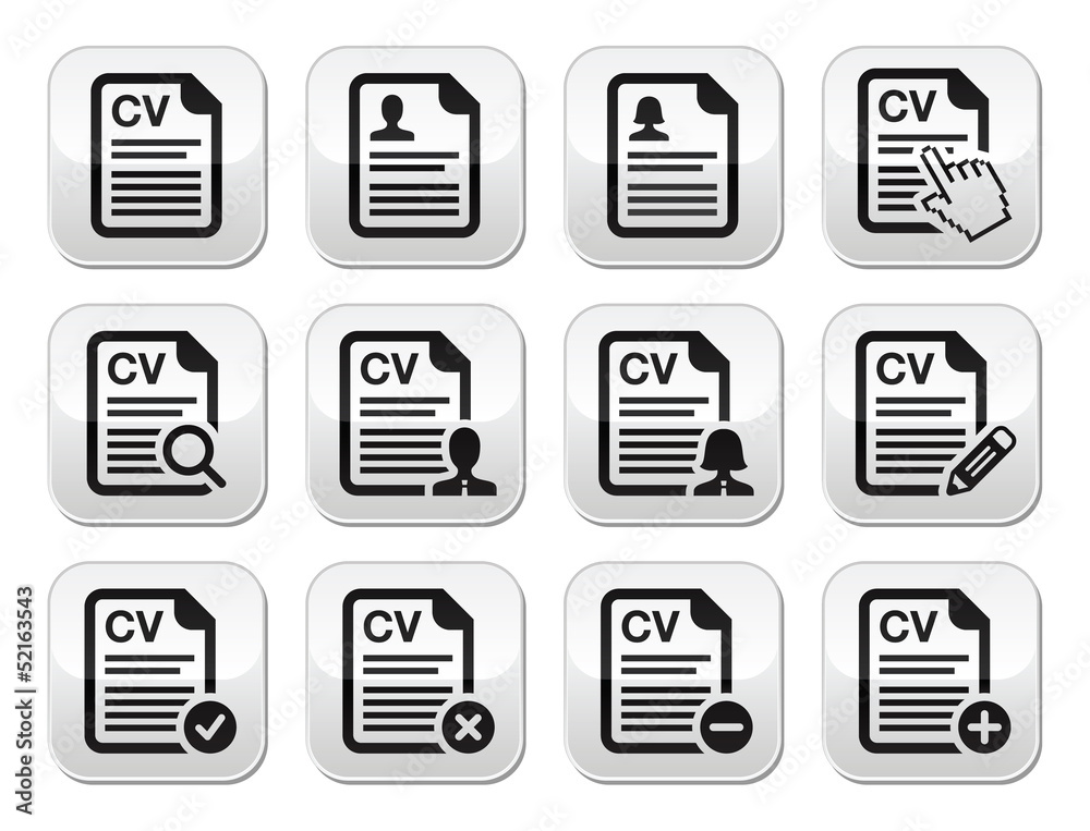 CV - Curriculum vitae, resume vector buttons set Stock Vector | Adobe Stock