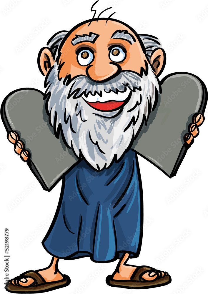 Cartoon Moses with the Ten Commandments Stock Vector | Adobe Stock