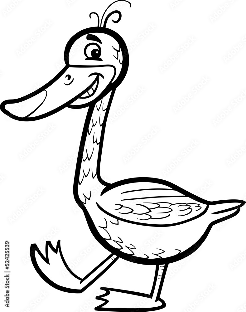 goose cartoon illustration for coloring Stock Vector | Adobe Stock