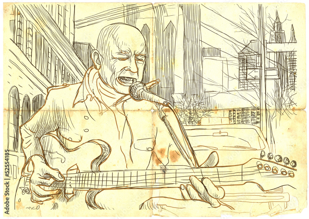 guitar player (full sized hand drawing - original) Stock Illustration ...