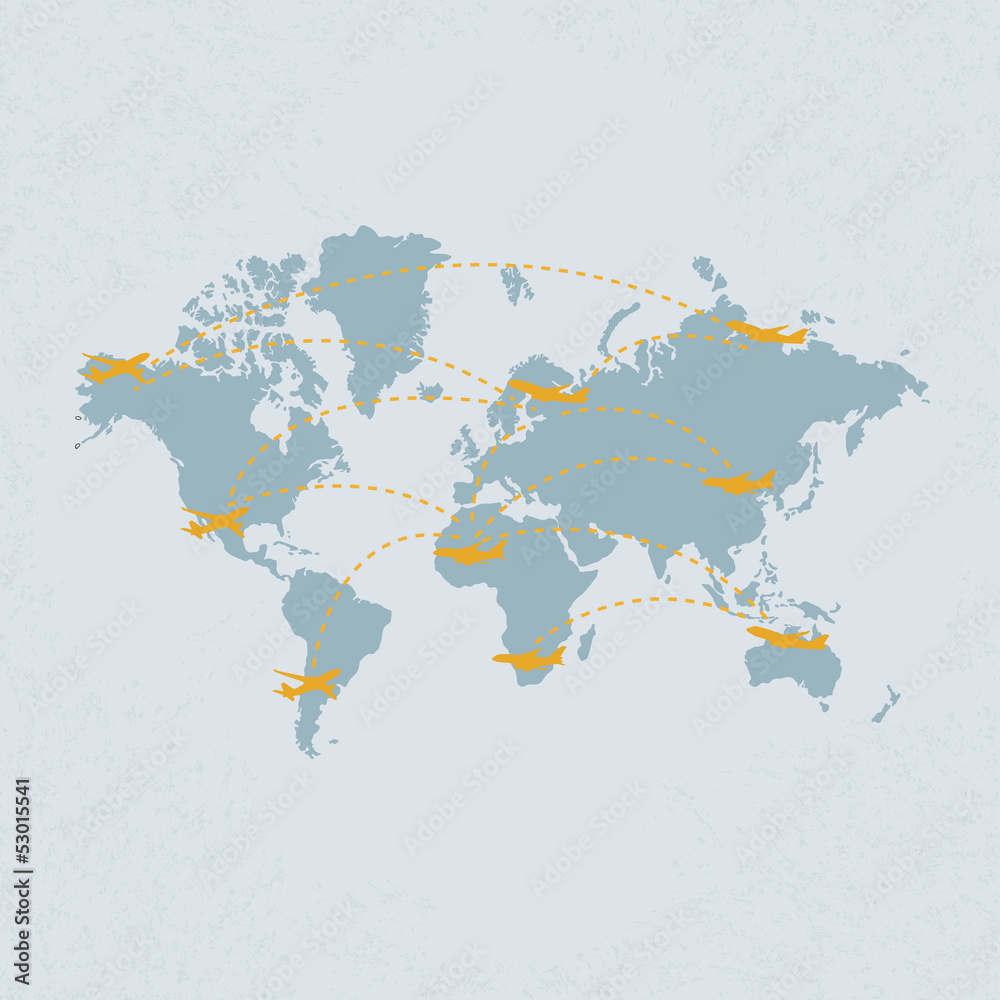 Vector de Stock World transportation map with airplanes. eps 10 vector ...
