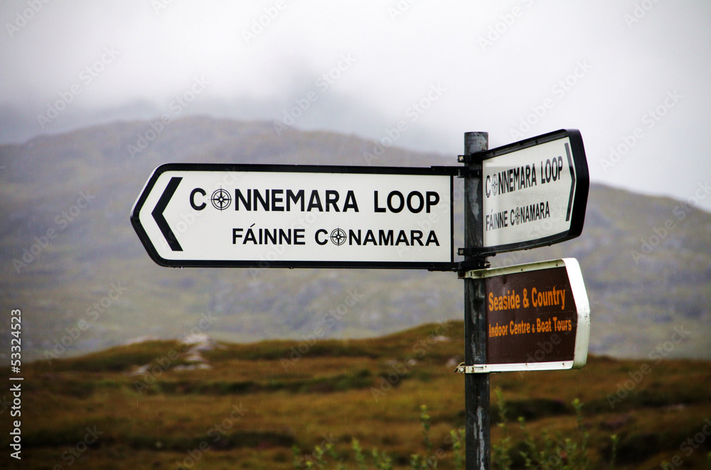 Connemara Loop road sign indication Stock Photo | Adobe Stock