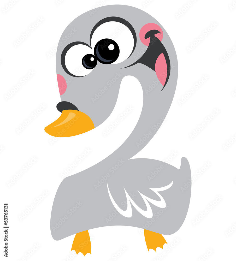 Number 2 cartoon smiley face swan Stock Illustration | Adobe Stock