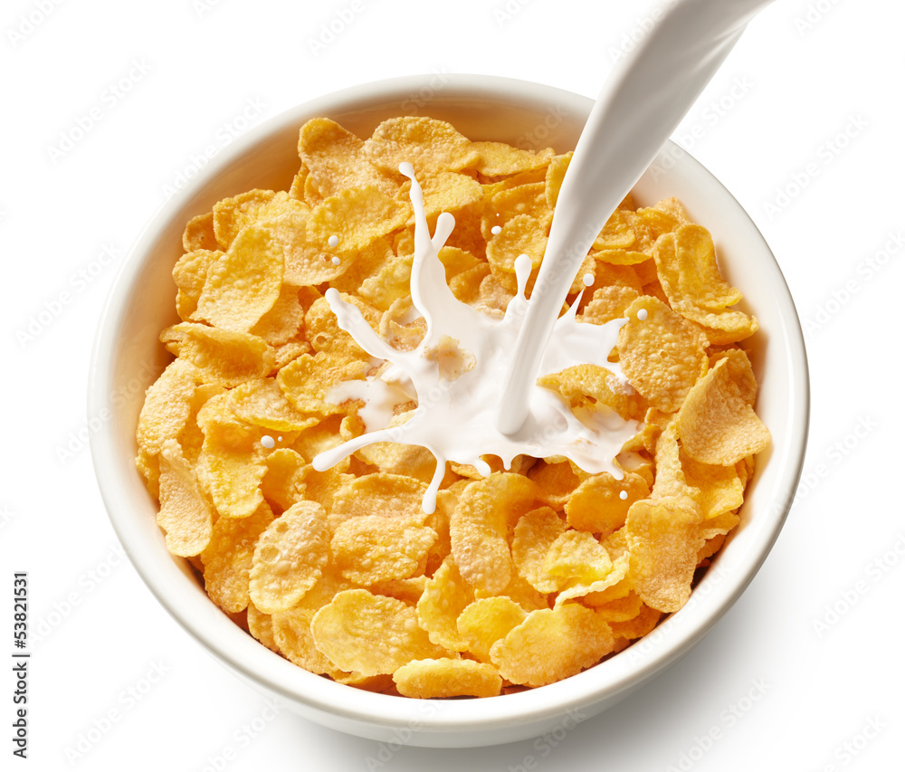 corn flakes with milk Stock Photo | Adobe Stock