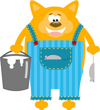 Fat Ginger Cat And Milk Free Stock Photo - Public Domain Pictures