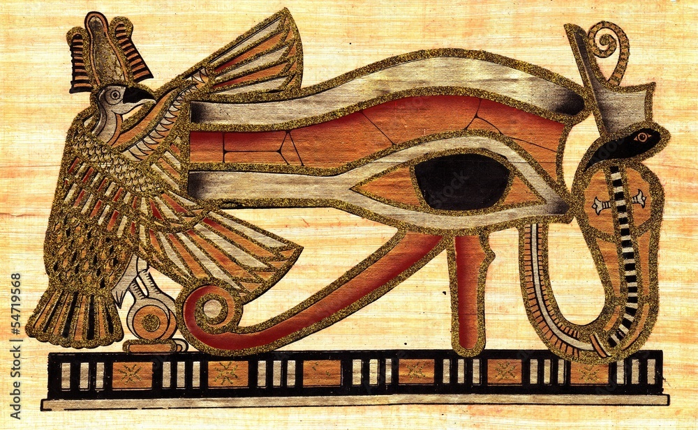 Symbol of Eye of Ra godhood painted at papyrus Stock Photo | Adobe Stock