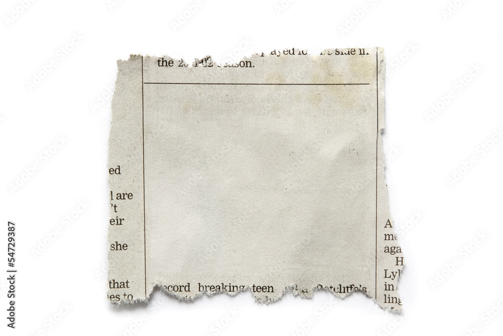 One torn paper piece isolated on white Stock Photo | Adobe Stock