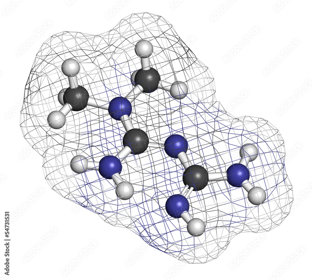 Metformin diabetes drug (biguanide class), chemical structure. Stock ...