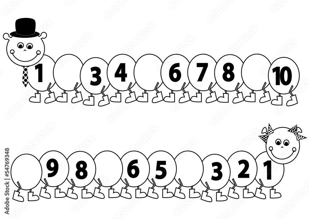 math insects with missing numbers /coloring/ Stock Vector | Adobe Stock