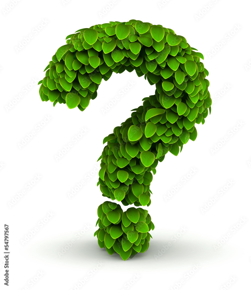 Question mark, green leaves font Stock Illustration | Adobe Stock