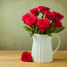 Red Roses In A Pitcher Free Stock Photo - Public Domain Pictures