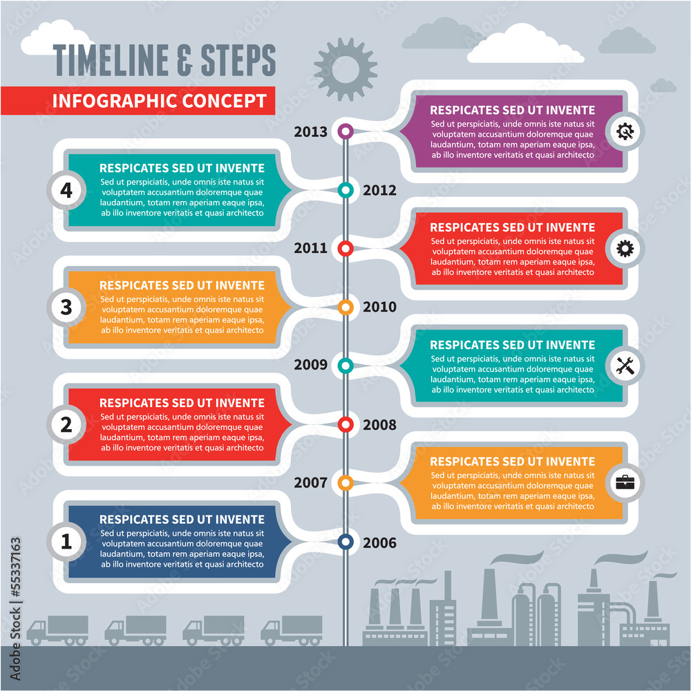 Infographic Vector Concept - Timeline & Steps Stock Vector | Adobe Stock