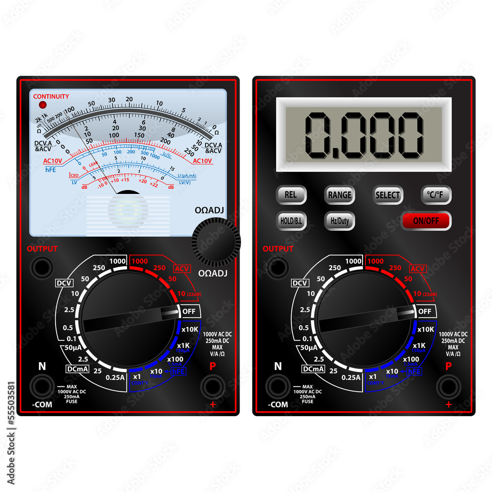 Analog and digital multimeter Stock Vector | Adobe Stock