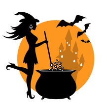 Halloween Witch Stirring Cauldron Free Stock Photo - Public Domain Pictures