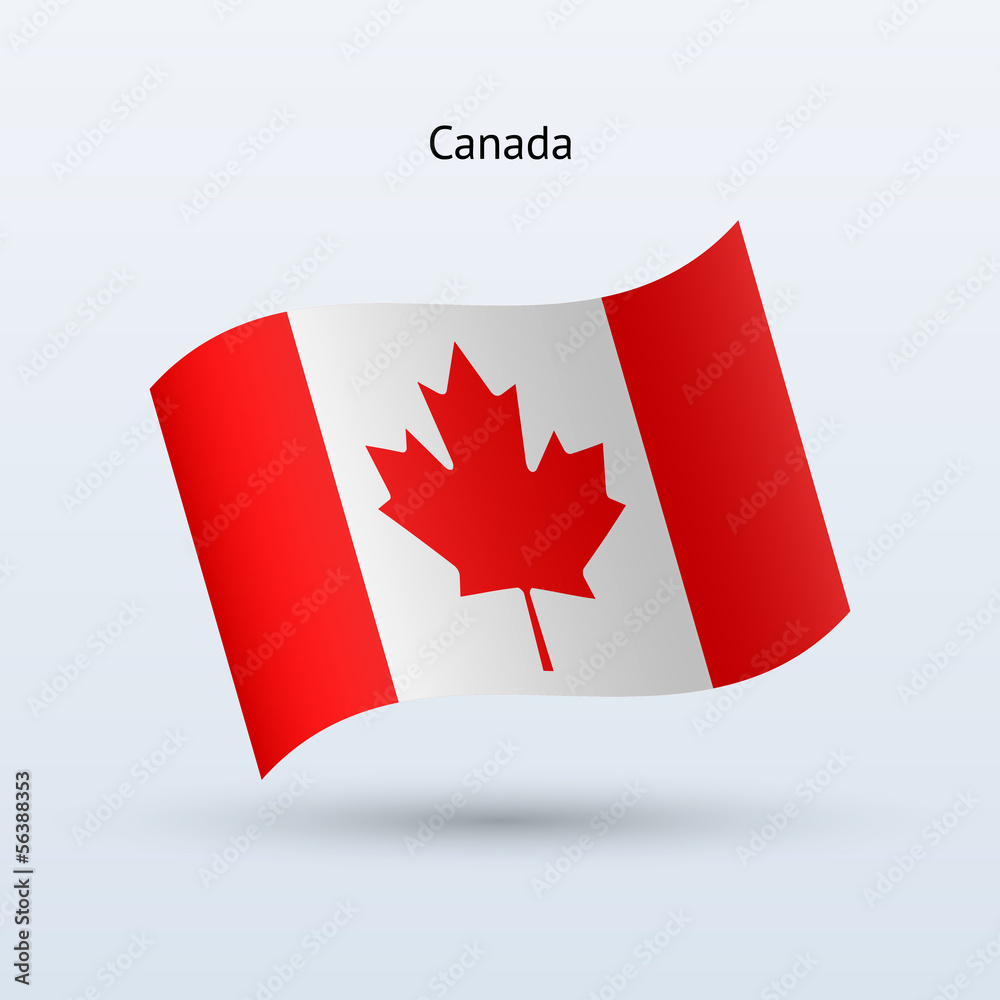 Canada flag waving form. Vector illustration. Stock Vector | Adobe Stock