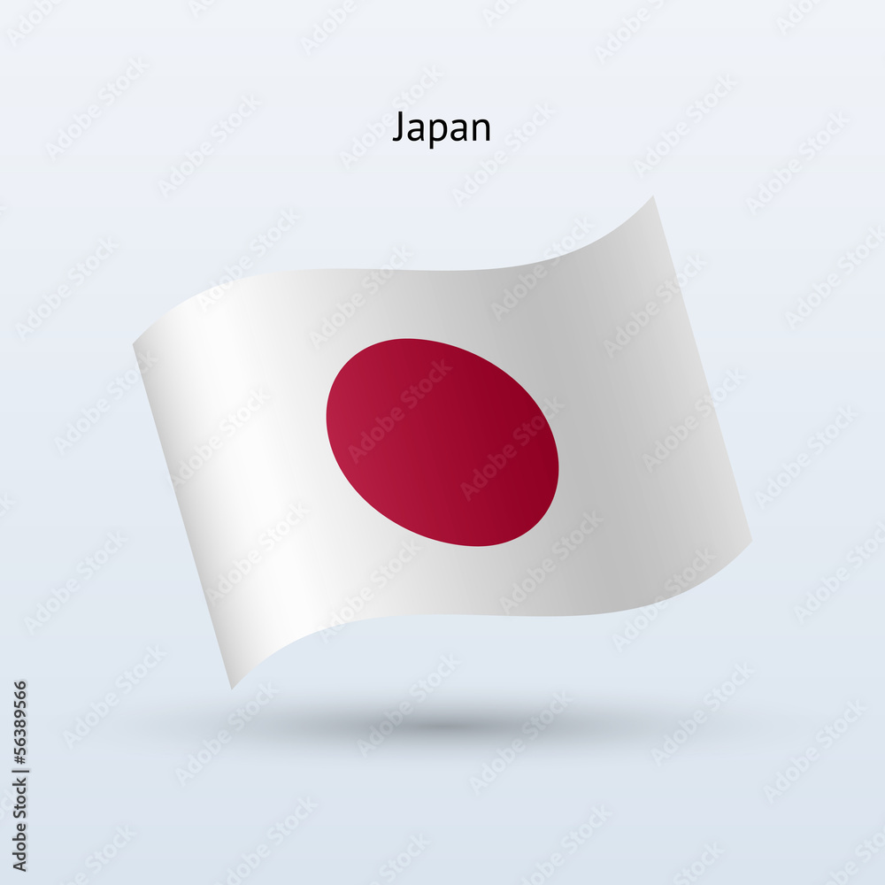 Japan flag waving form. Vector illustration. Stock Vector | Adobe Stock
