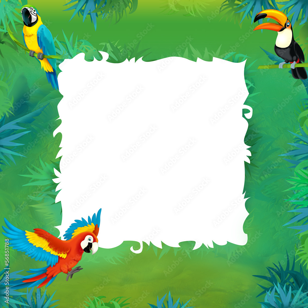 Cartoon safari - jungle - frame border template Stock Illustration ...