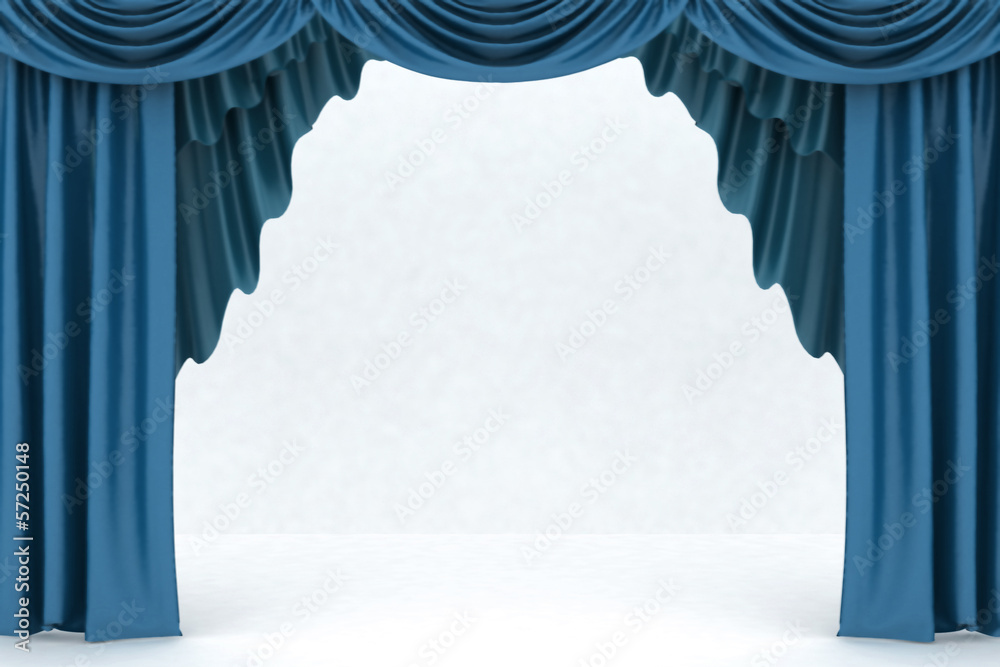 Open blue theater curtain, background Stock Illustration | Adobe Stock