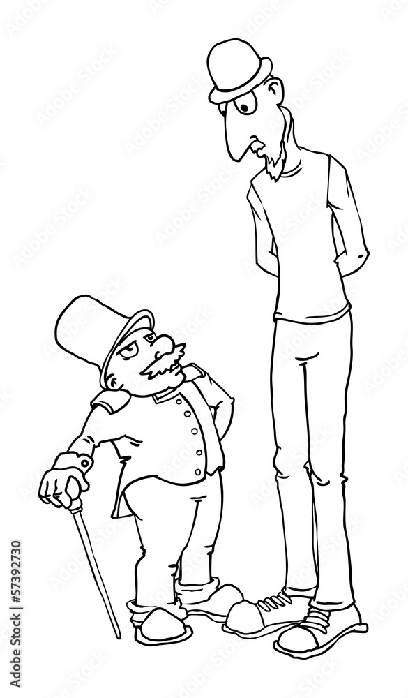Tall And Short People Cartoon