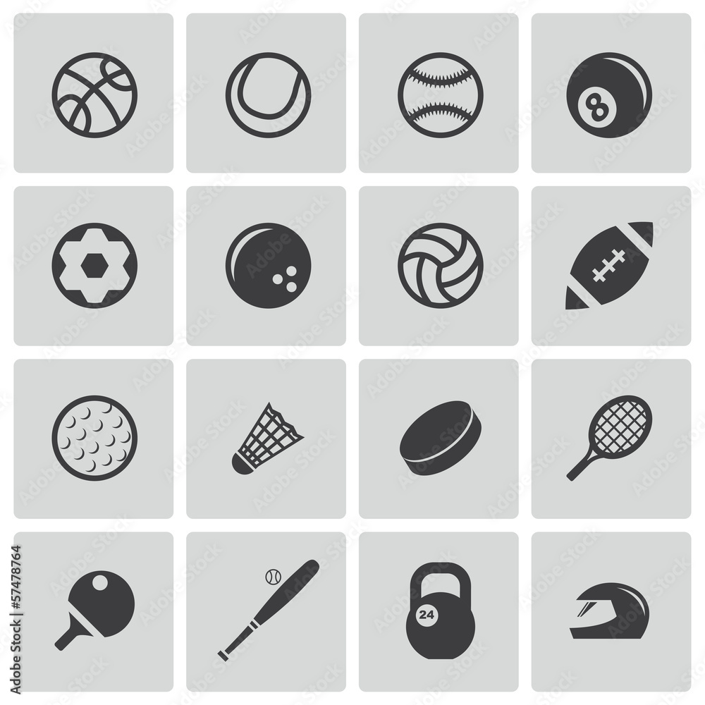 Vector black sport icons set Stock Vector | Adobe Stock