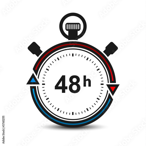 48 hours stopwatch icon with blue & red arrows Stock Vector | Adobe Stock