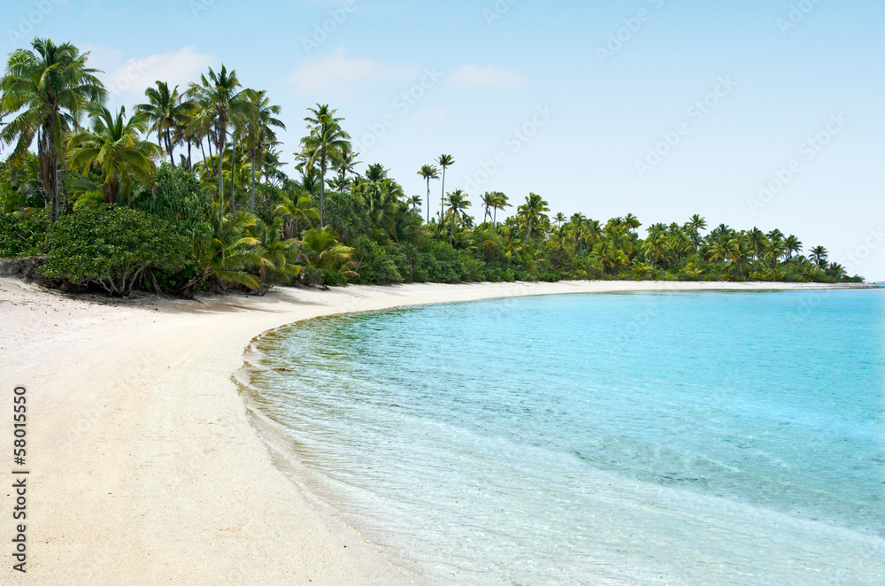 Landscape of One foot Island in Aitutaki Lagoon Cook Islands Stock ...