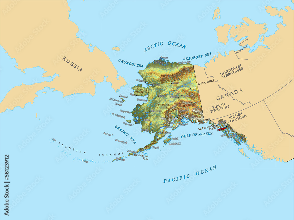 Alaska Hi Res USA counties map background Stock Illustration | Adobe Stock