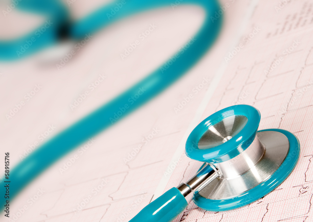 Stethoscope on an electrocardiogram (ECG) chart Stock Photo | Adobe Stock