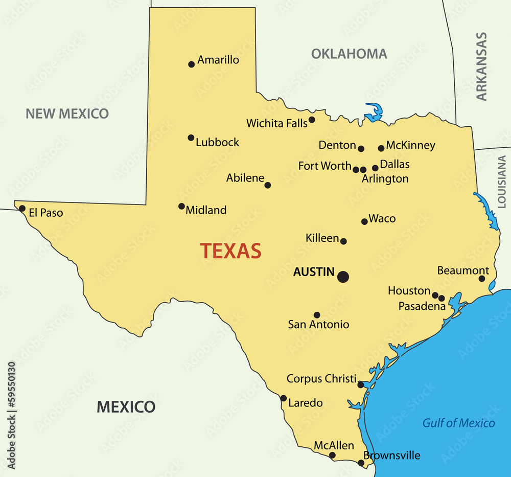 Texas - vector map Stock Vector | Adobe Stock