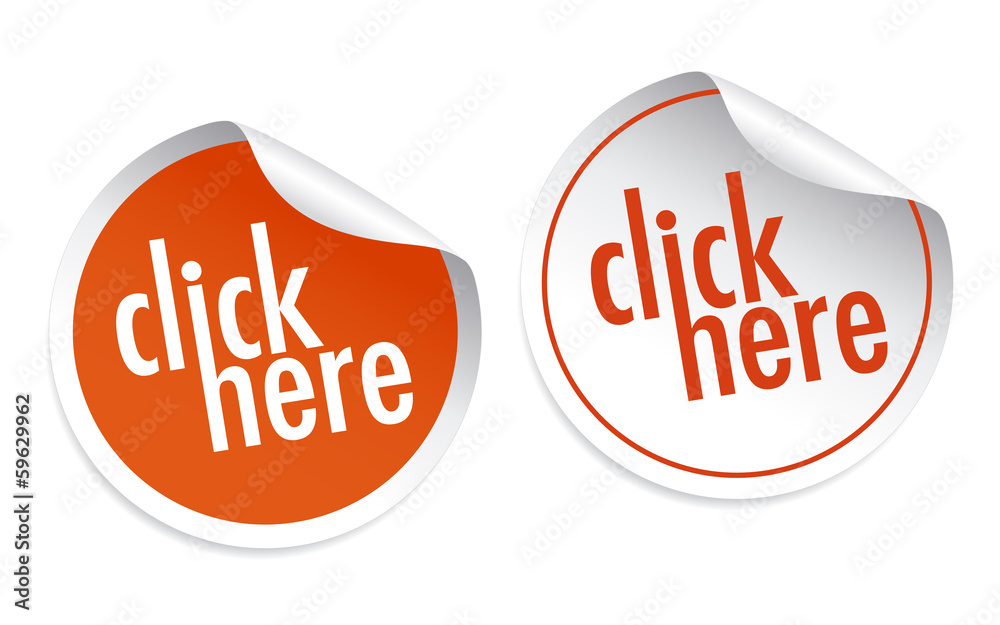 Click here stickers Stock Vector | Adobe Stock