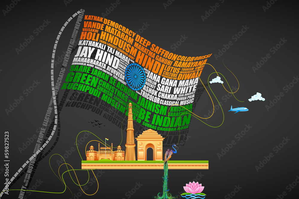vector illustration of India Background with Monuments Stock Vector ...