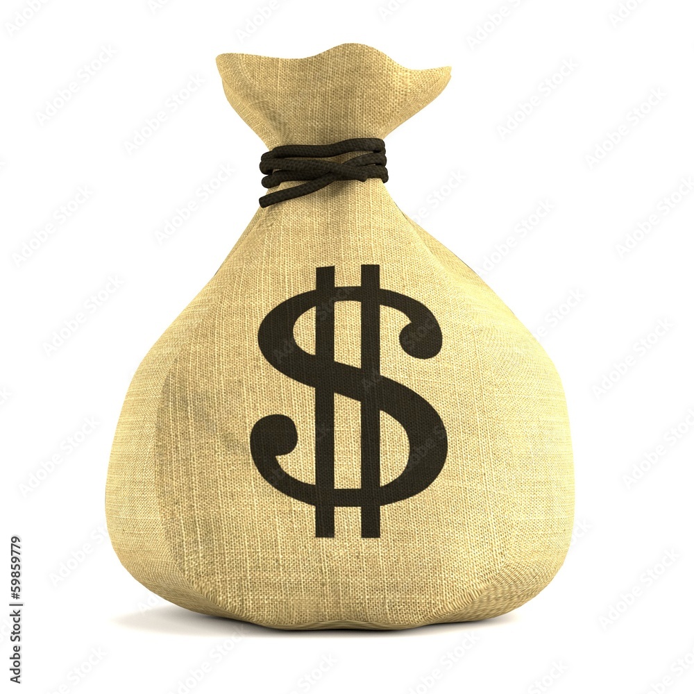 realistic 3d render of money bag Stock Photo | Adobe Stock