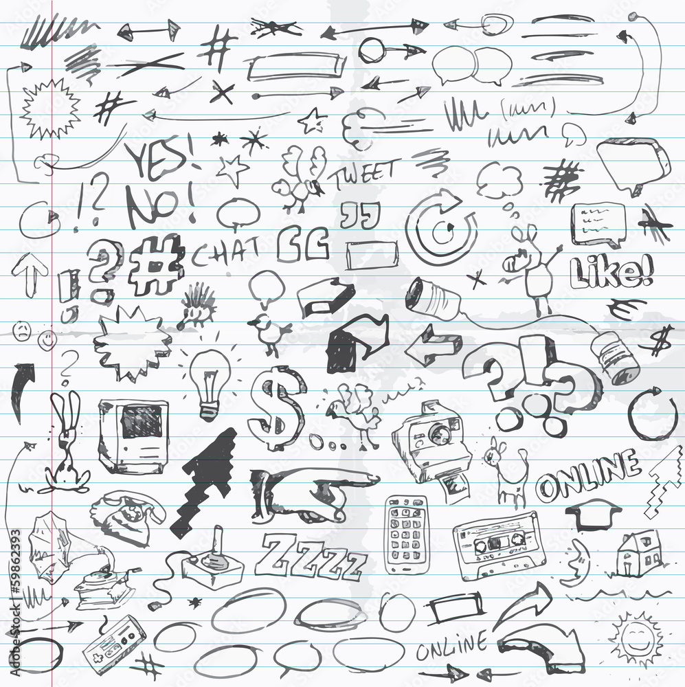 Vector illustrated doodle items Stock Vector | Adobe Stock