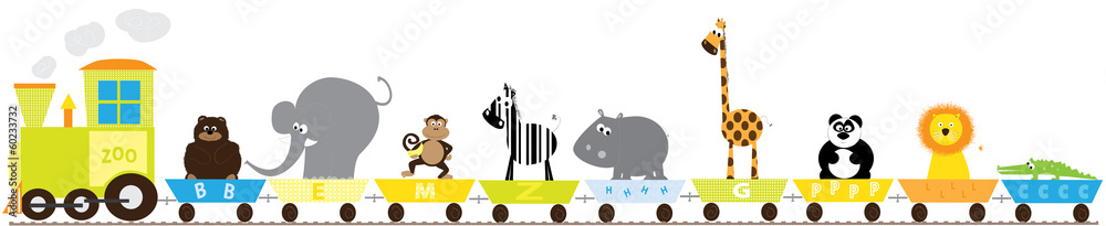 zoo train with wild animals- vector illustration for kids Stock Vector ...