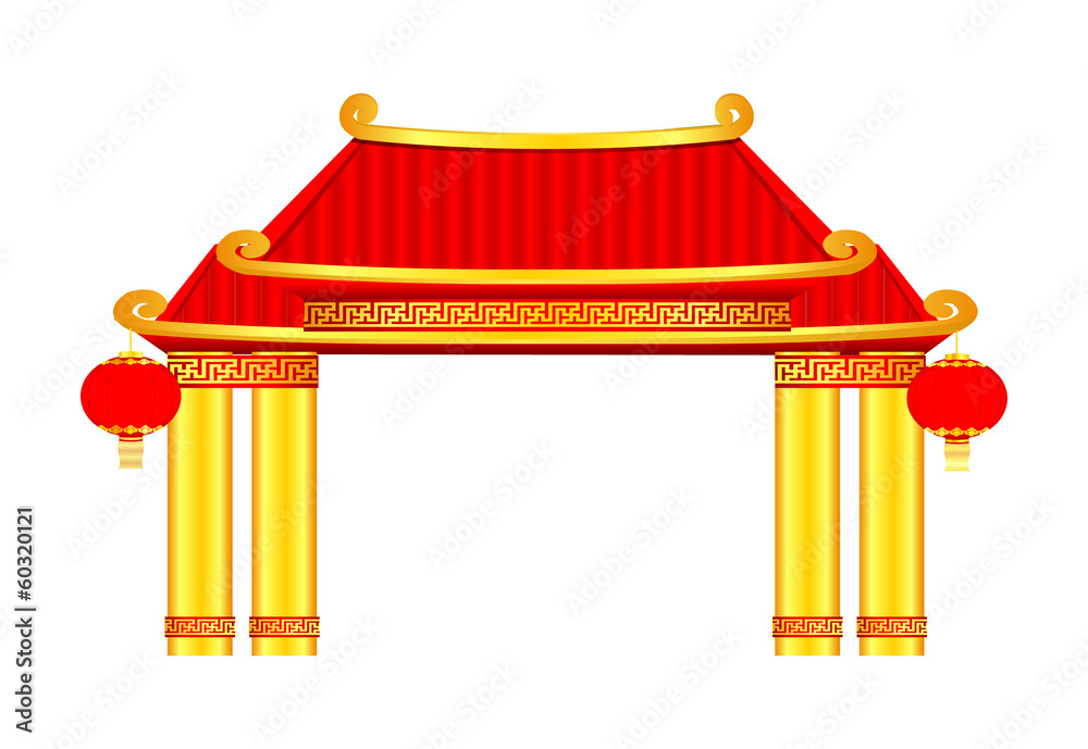 Gold Chinese Arch Vector Stock Vector | Adobe Stock